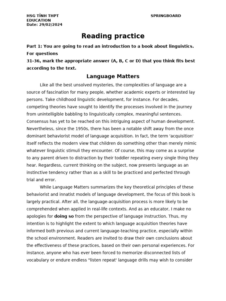 29.2 Reading Practice | PDF