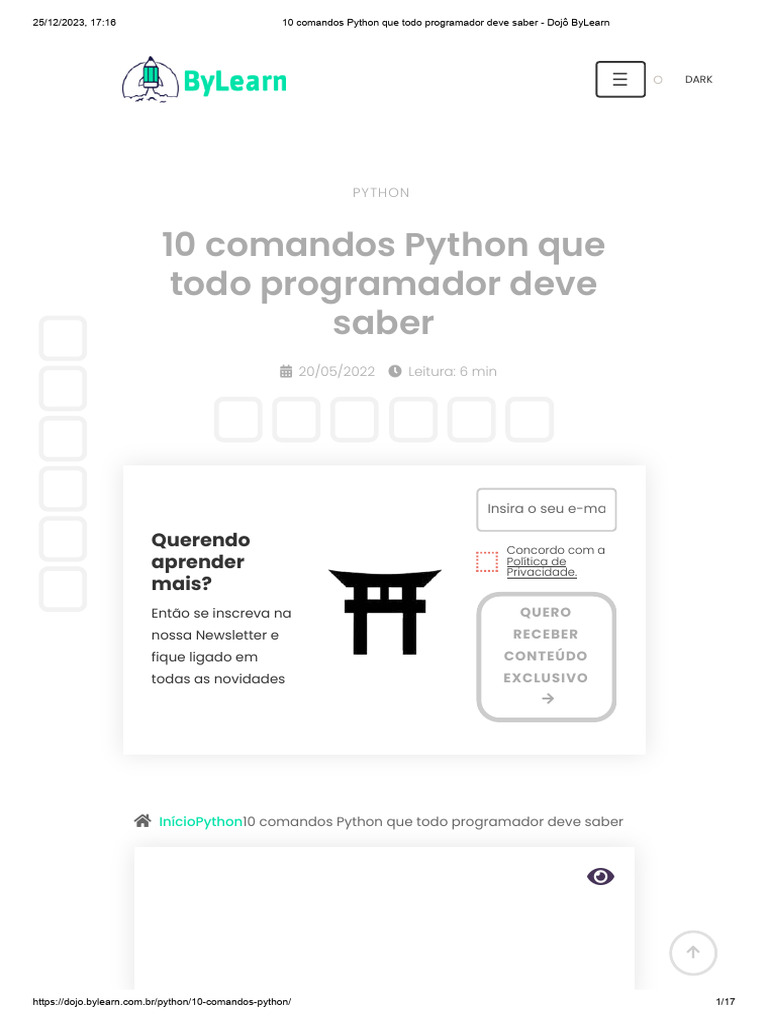 10 Comandos Python Que Todo Programador Deve Saber | PDF