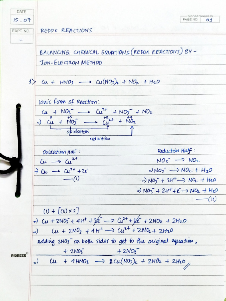 Equations To Balance - Ion Electron Method (Document 1) | PDF
