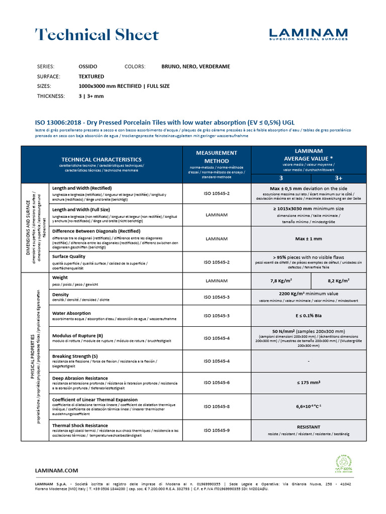 Technical Sheet Ossido | PDF
