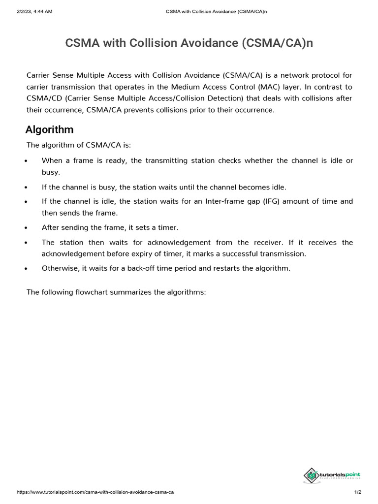 CSMA With Collision Avoidance (CSMA - CA) N | PDF CSMA With Collision Avoidance (CSMA - CA) N | PDF