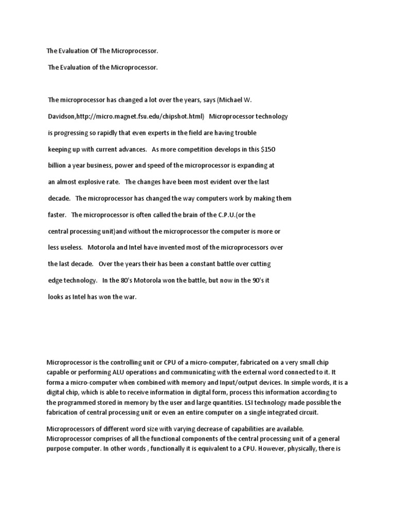 The Evaluation of The Microprocessor | PDF | Microprocessor ...