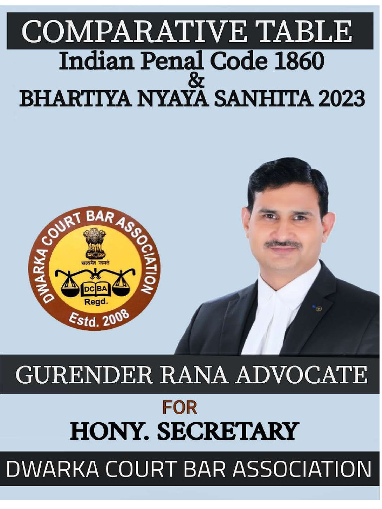 Comparative Table of Ipc 1860 BNS 2023 Adv Gurender Rana | PDF | Aiding ...