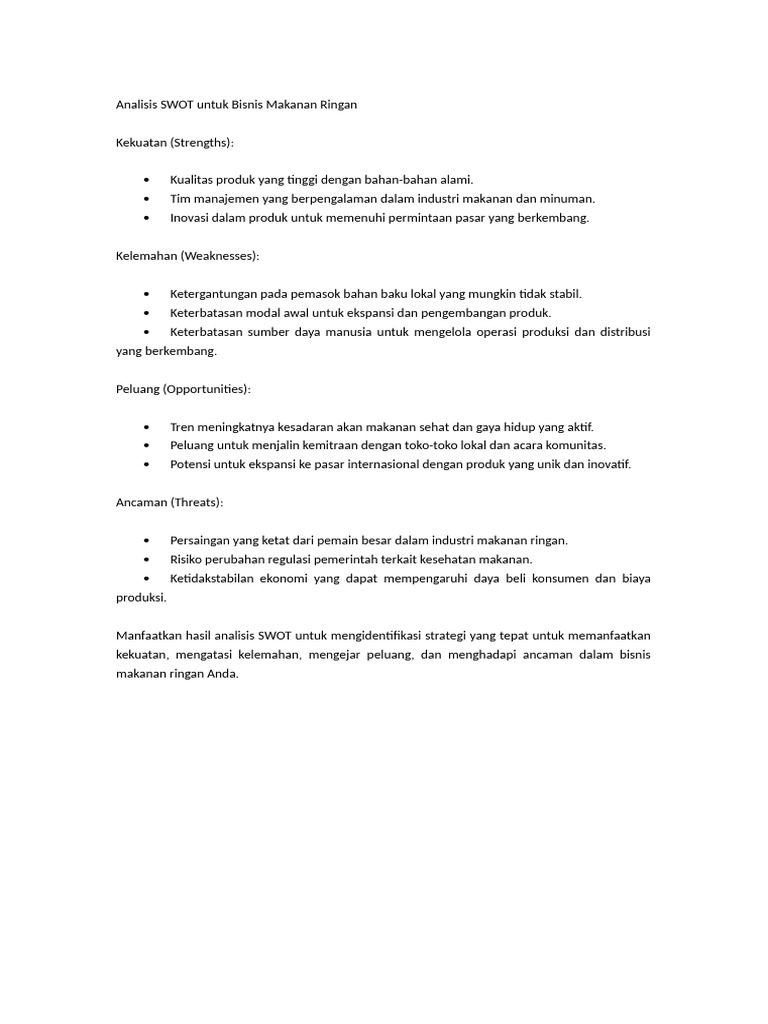 Resume Analisis SWOT | PDF