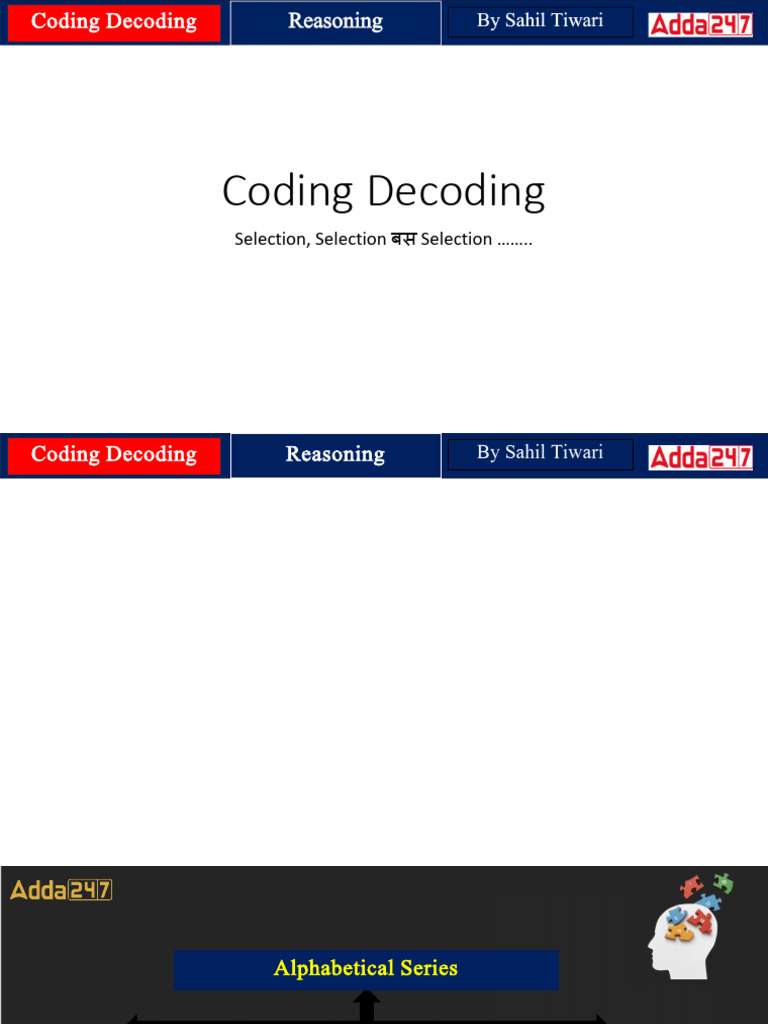 Coding Decoding: Selection, Selection बस Selection ……. | PDF