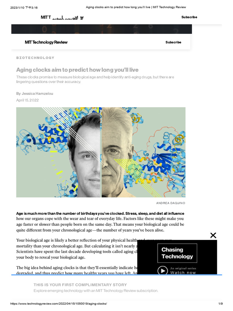 Aging Clocks Aim To Predict How Long You'll Live - MIT Technology ...