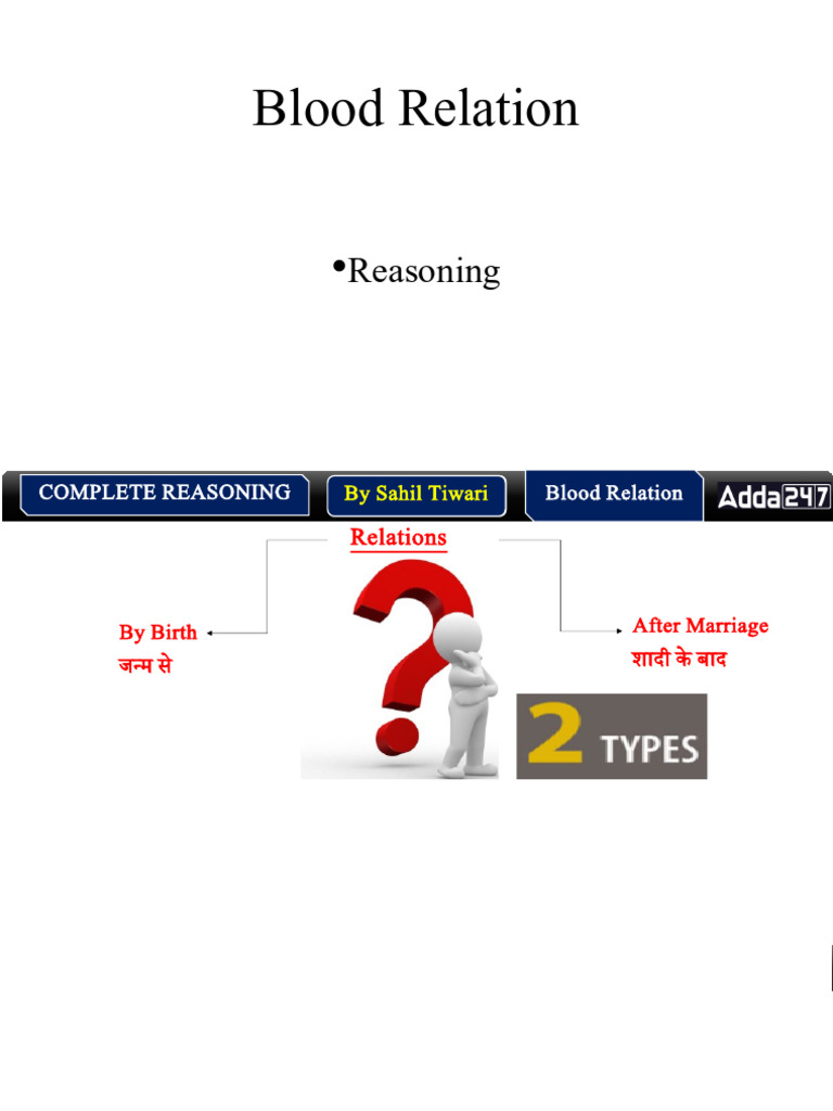 Blood Relation: - Reasoning | PDF