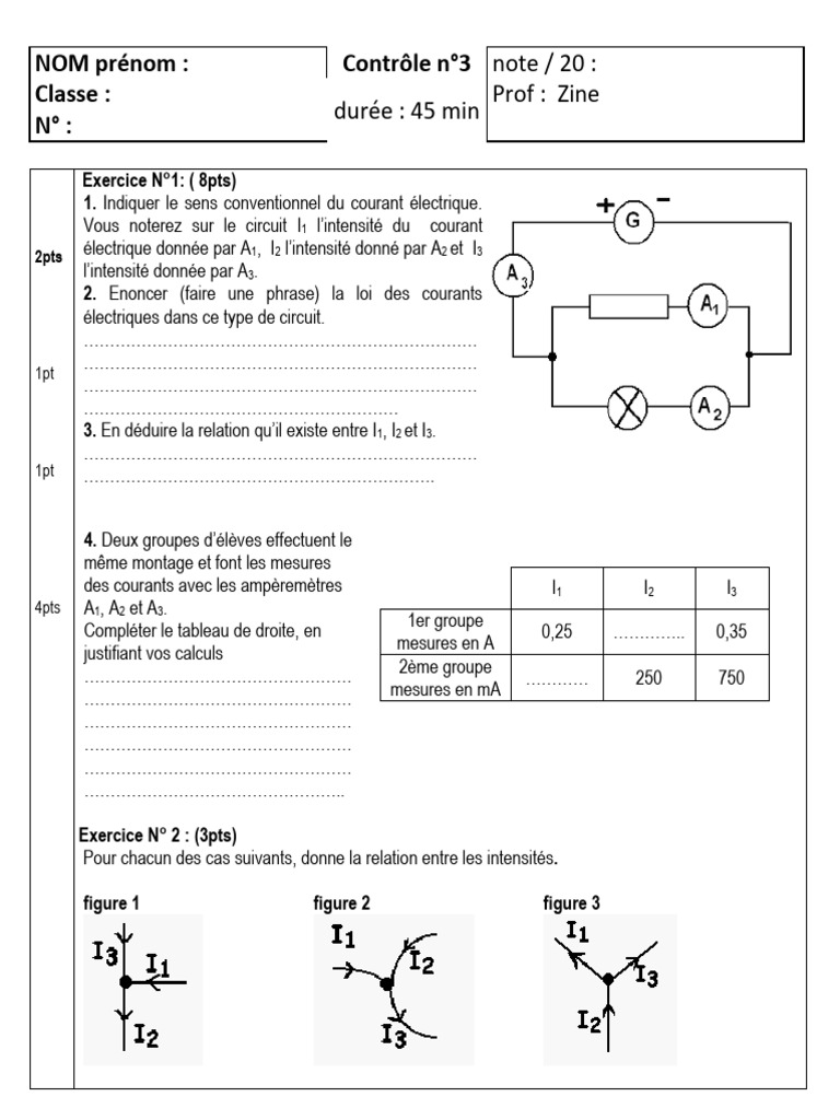 Devoir 3 Modele 4 Physique Chimie 1ac Semestre 2 | PDF