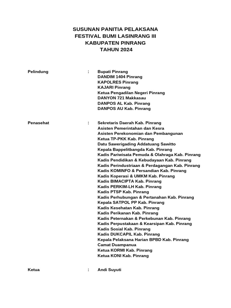 Susunan Panitia Pelaksana | PDF