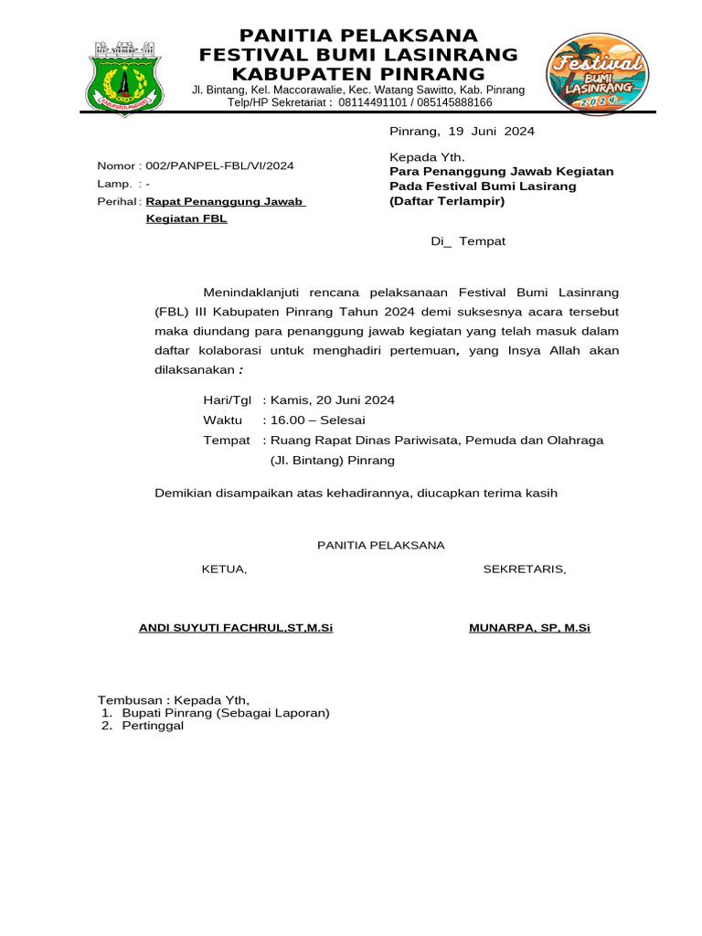 Undangan Rapat Panitia | PDF