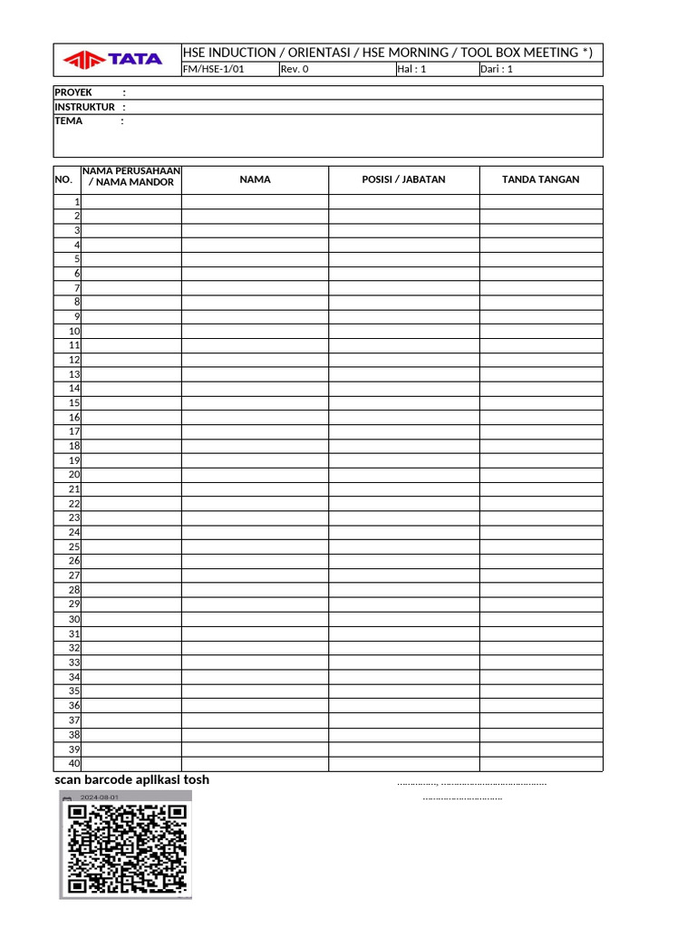 Format Absen TBM Ok | PDF