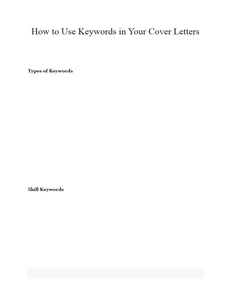 How To Use in Your Cover Letters | PDF