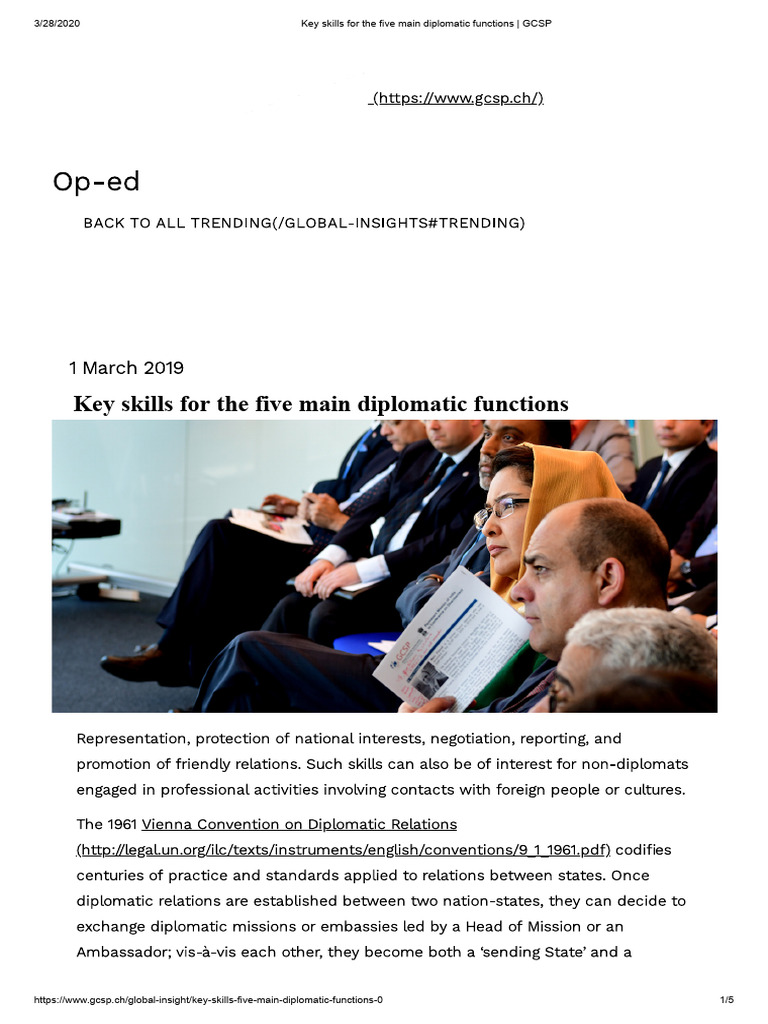 Key Skills For The Five Main Diplomatic | PDF