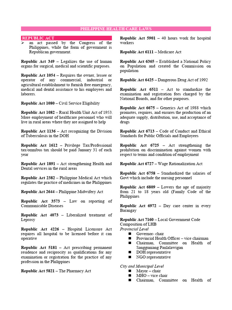 Philippine Health Care Laws 2 | PDF
