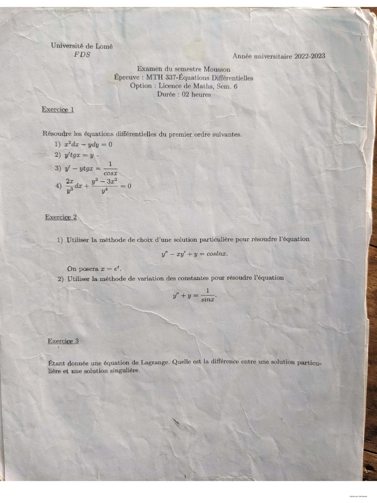 Épreuves de MATH 337 (@KB - Richard-ZoVusTe) | PDF