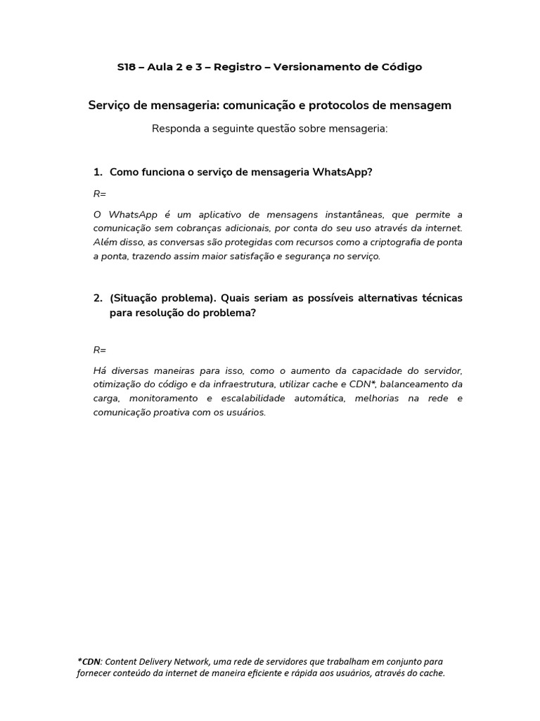 S18 - Aula 2 e 3 - Versionamento de Código | PDF S18 - Aula 2 e 3 - Versionamento de Código | PDF
