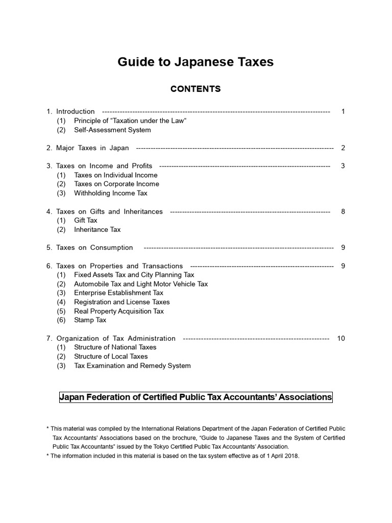 Guide To Japanese Taxes 2018 | PDF