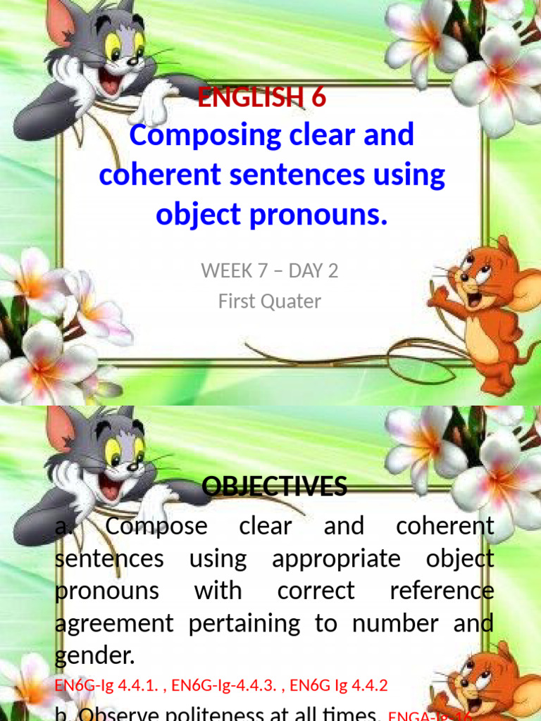 Composing Clear and Coherent Sentences Using Object Pronouns | PDF