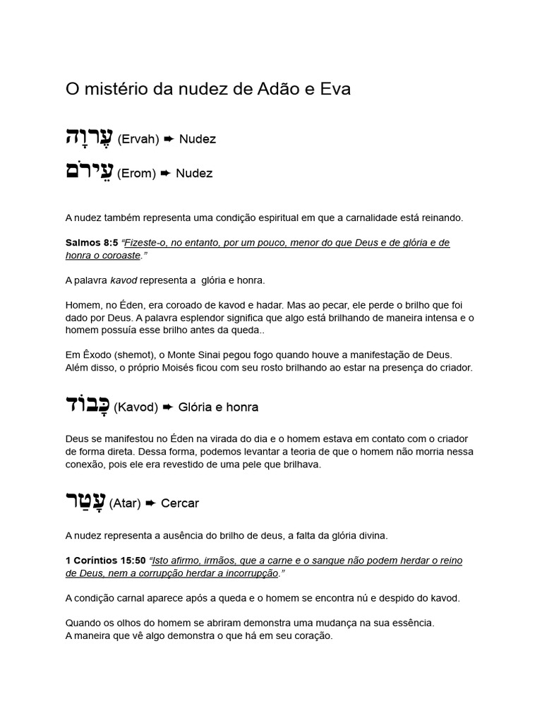 O Mistério Da Nudez de Adão e Eva | PDF