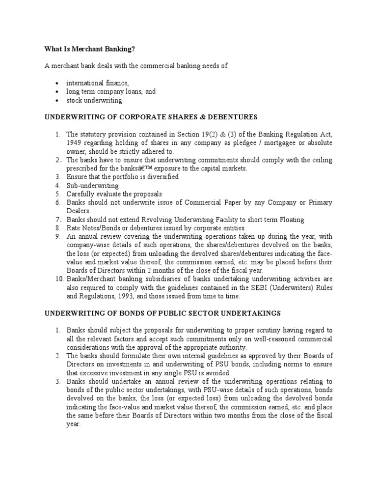 What Is Merchant Banking | PDF | Securities (Finance) | Financial Capital