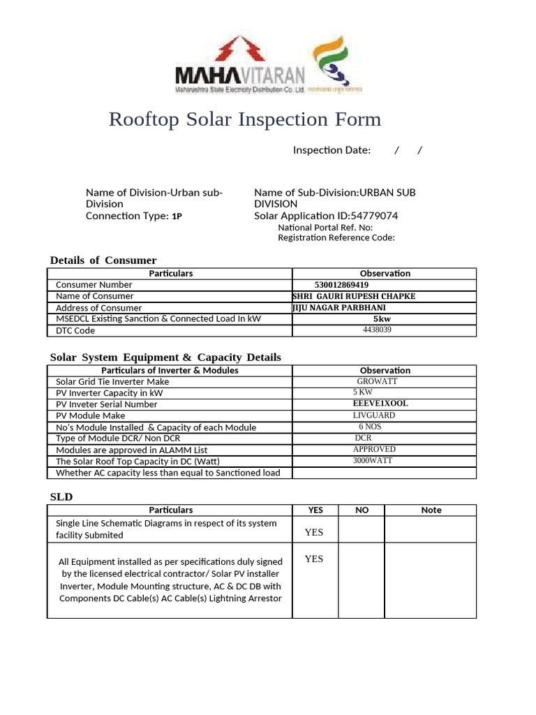 Solar Inspection Report | PDF