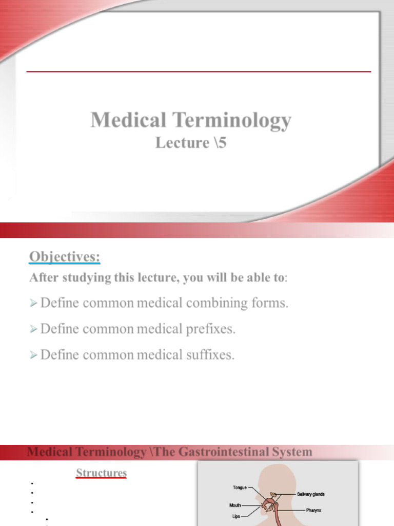 Medical Terminology: Lecture /5 | PDF