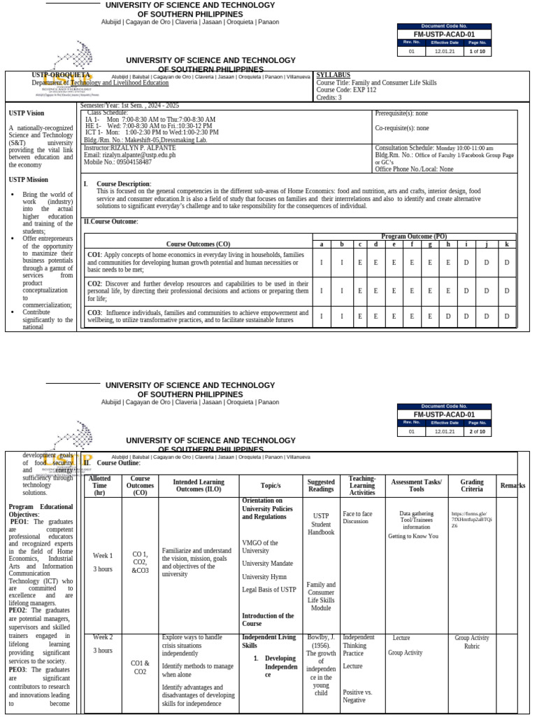 Family and Consumer Life Skills | PDF