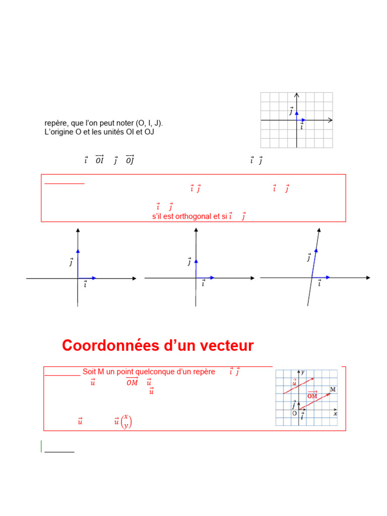 Cours Vecteurs Et Repérage | PDF