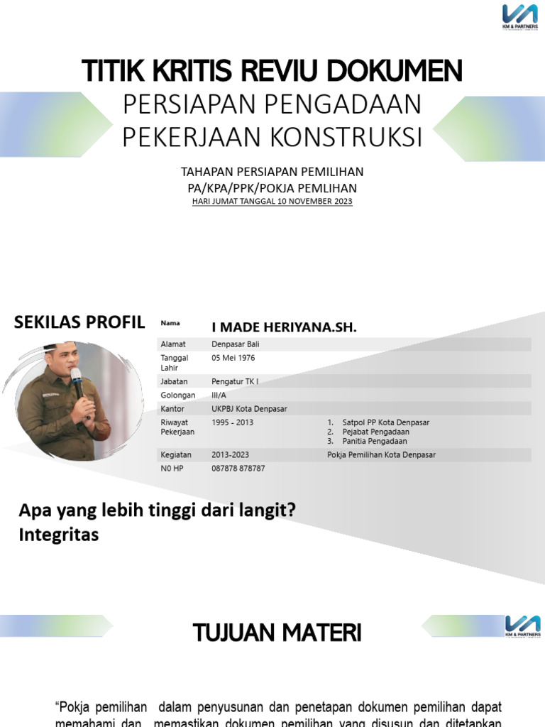 Titik Kritis Reviu Dokumen Persiapan Pengadaan Pekerjaan Konstruksi | PDF