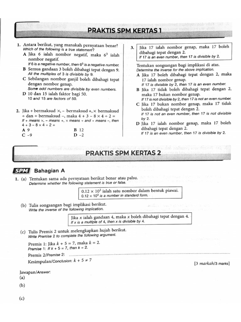 Form 4 Math - Chapter 3 | PDF