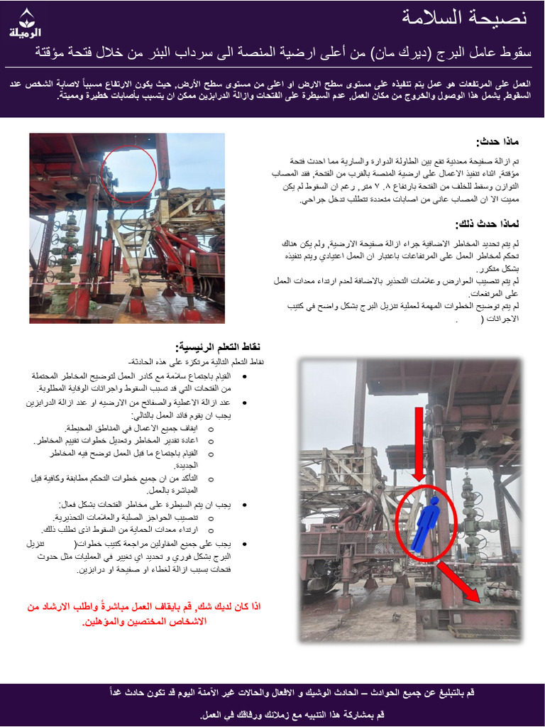 Safety Advisory - Fall From Height - Arabic | PDF