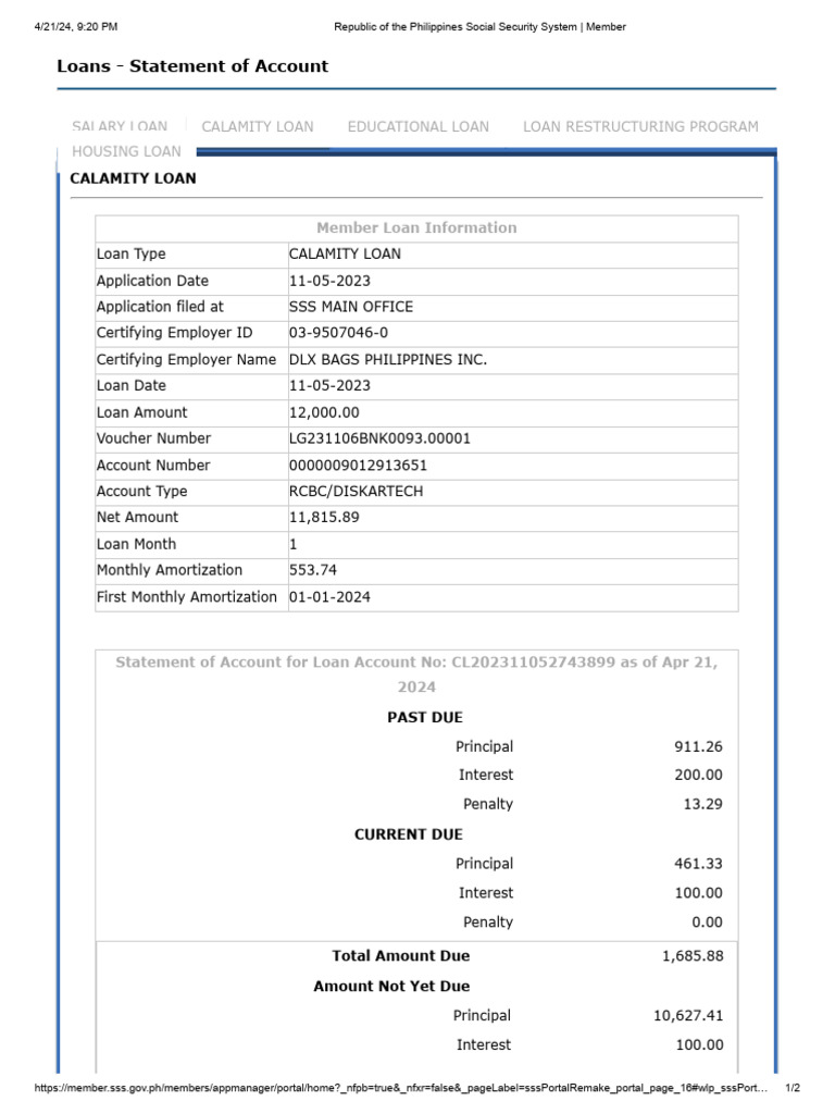 Statement of Account 1 | PDF