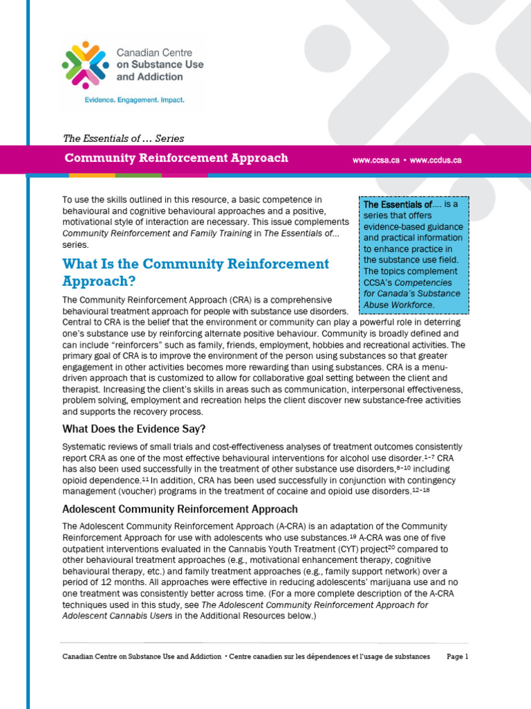 CCSA Community Reinforcement Approach Summary 2017 en | PDF | Substance ...
