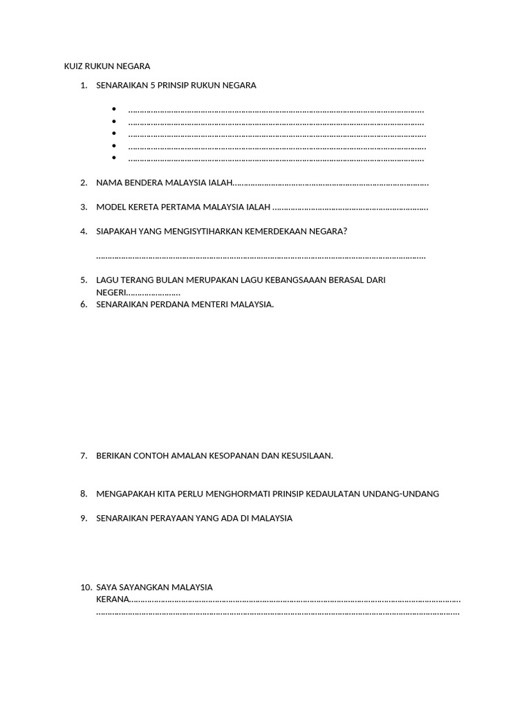 Kuiz Rukun Negara | PDF