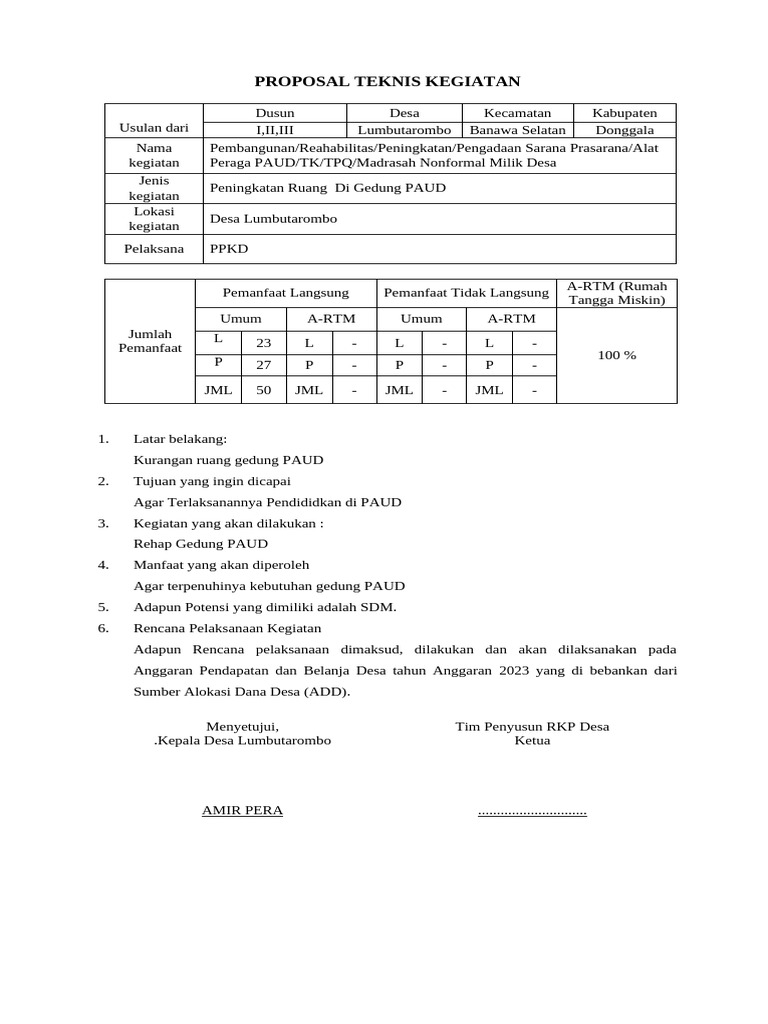 PROPOSAL TEKNIS KEGIATAN | PDF