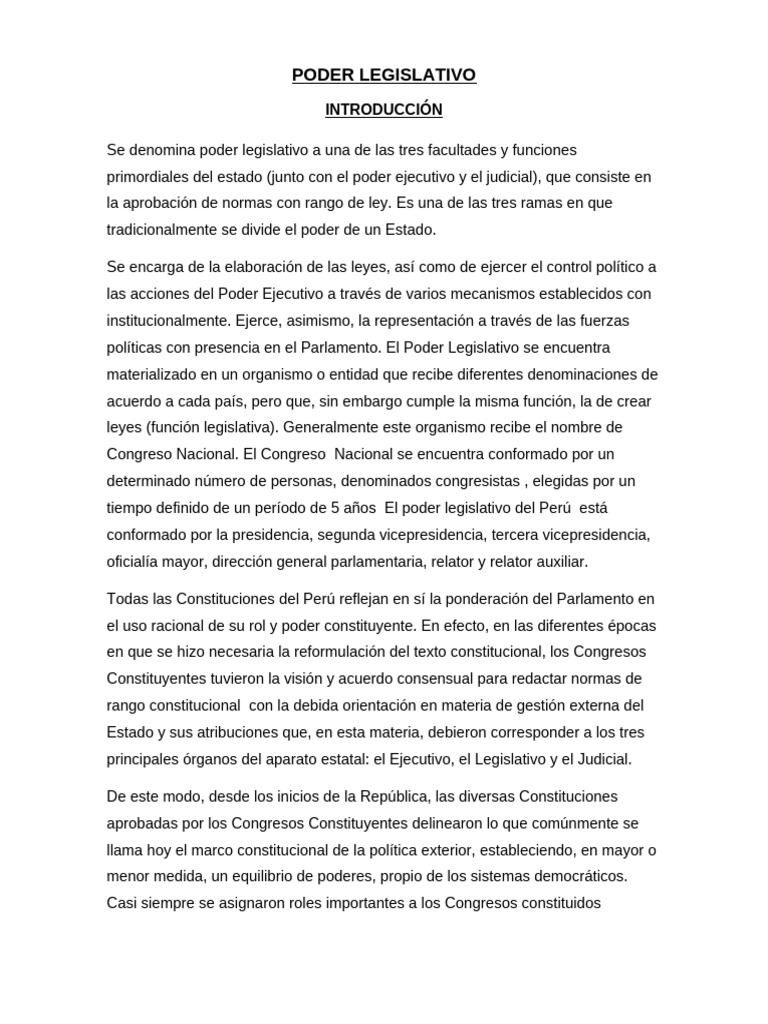 Poder Legislativo | PDF