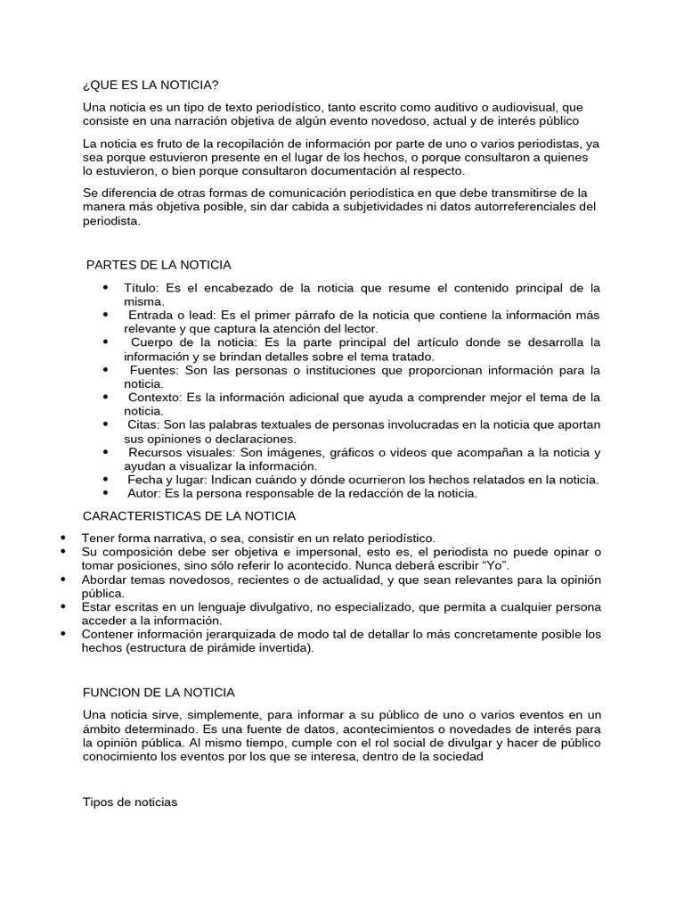 ¿Que Es La Noticia | PDF
