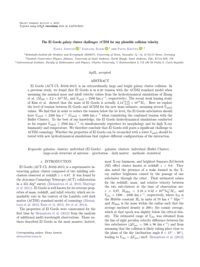 El Gordo ApJL | PDF | Galaxy | Redshift