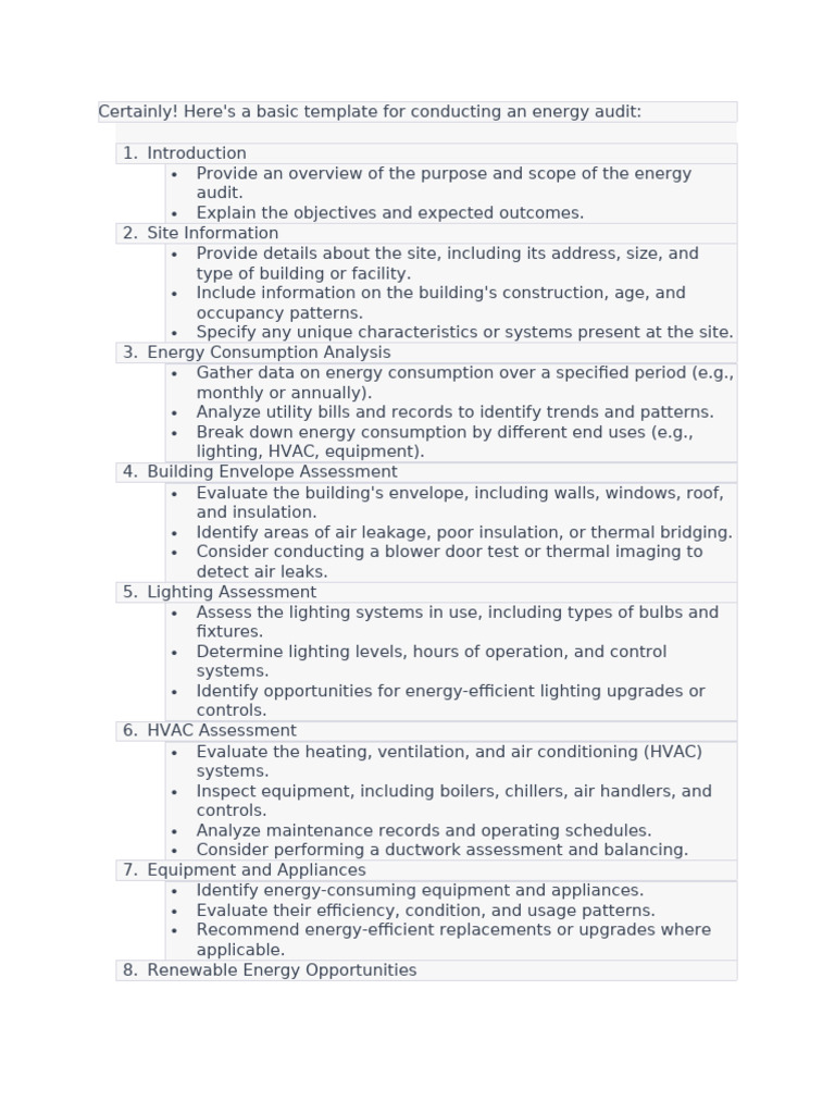 AI Template Energy Audit | PDF | Energy Conservation | Efficient Energy Use