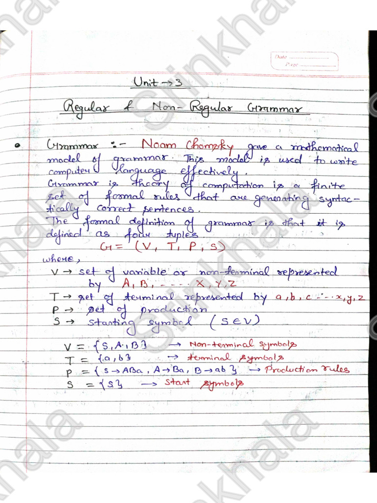 Unit 3 Tafl Handwritten Notes Pdf