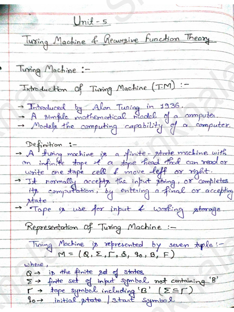 Unit-5 (TAFL Handwritten Notes) | PDF