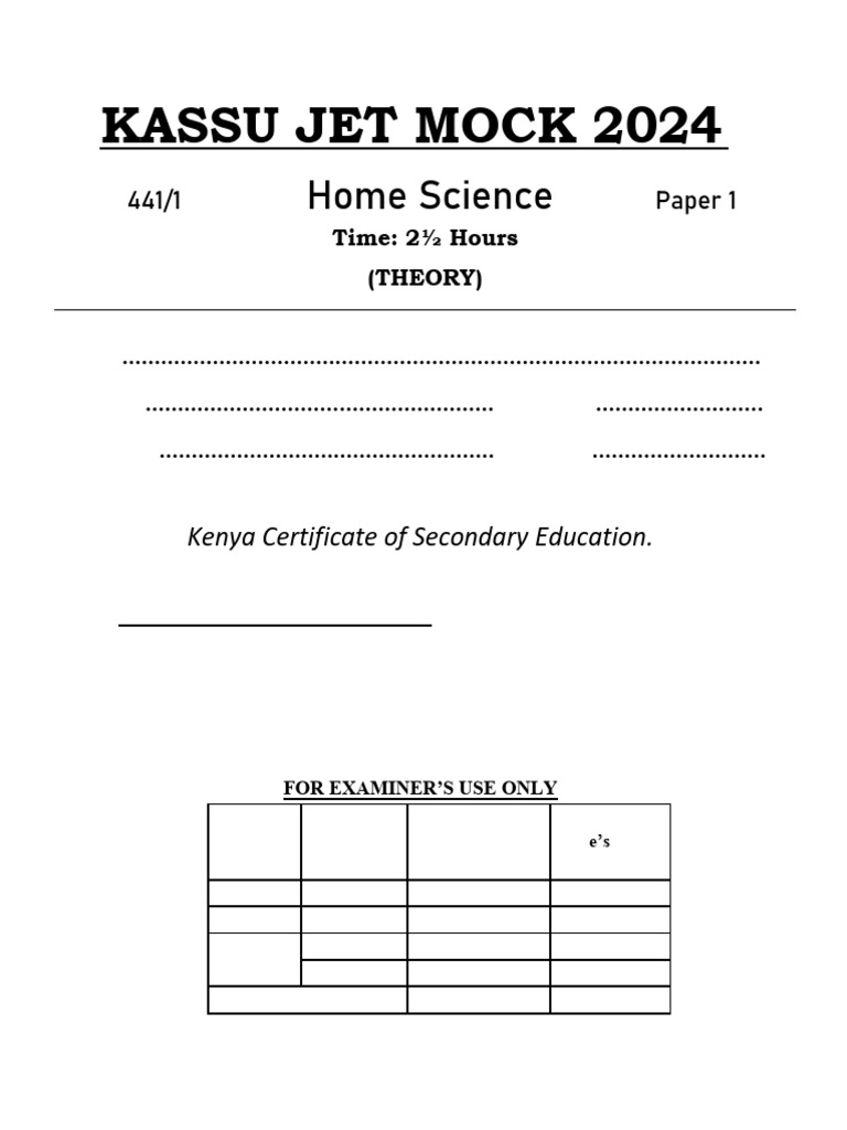 Home Science PP1 | PDF