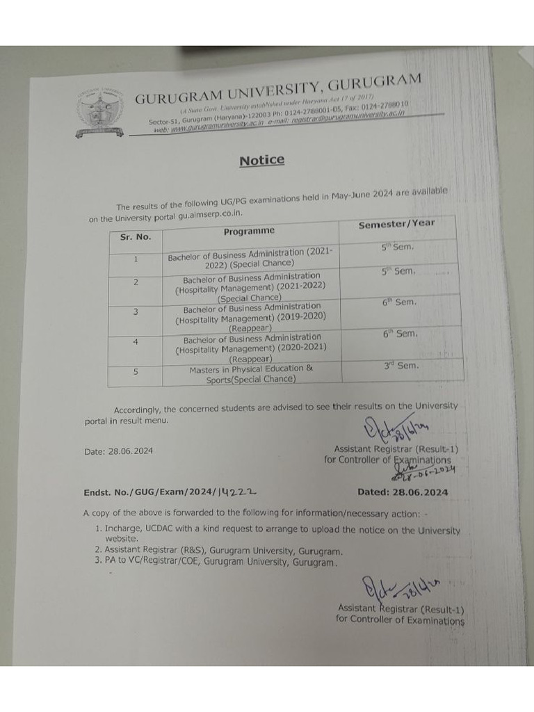 Result Notice | PDF