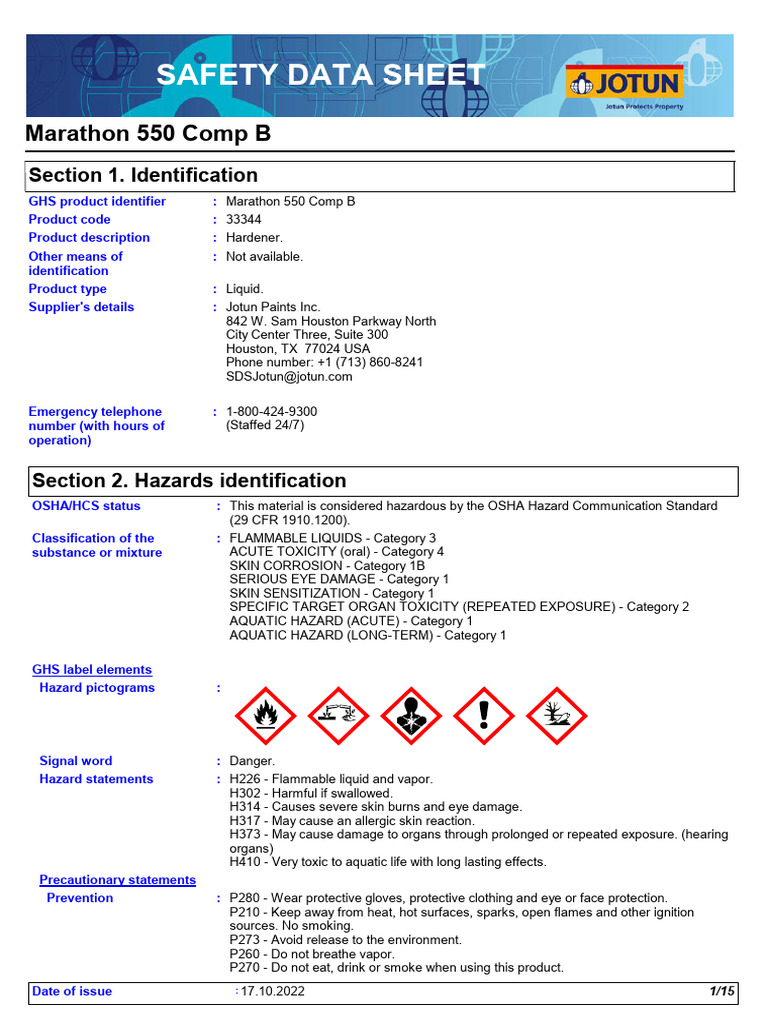 SDS 33344 Marathon 550 Comp B Eng US | PDF