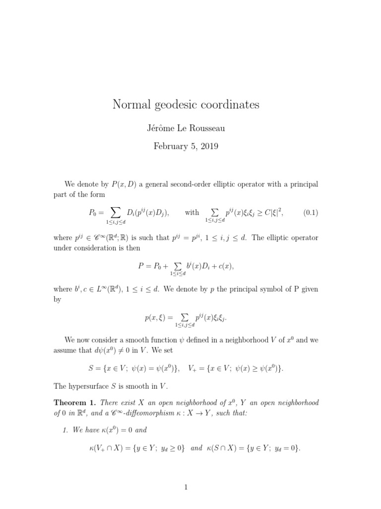 Normal Geodesic Coordinates | PDF