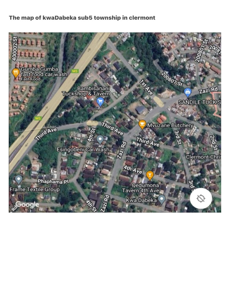 The Map of Kwadabeka Sub5 Township in Clermont | PDF