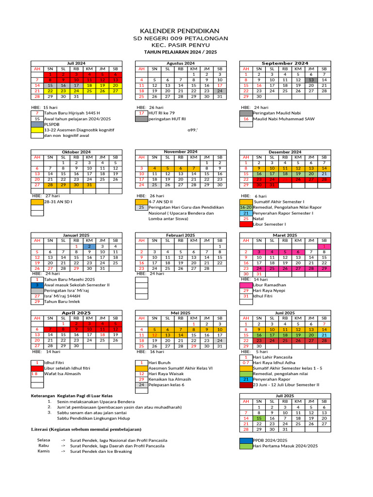 Kalender Pendidikan 2024-2025 | PDF
