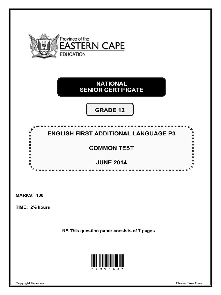 English Fal P3 QP GR12 June 2014 | PDF | Essays