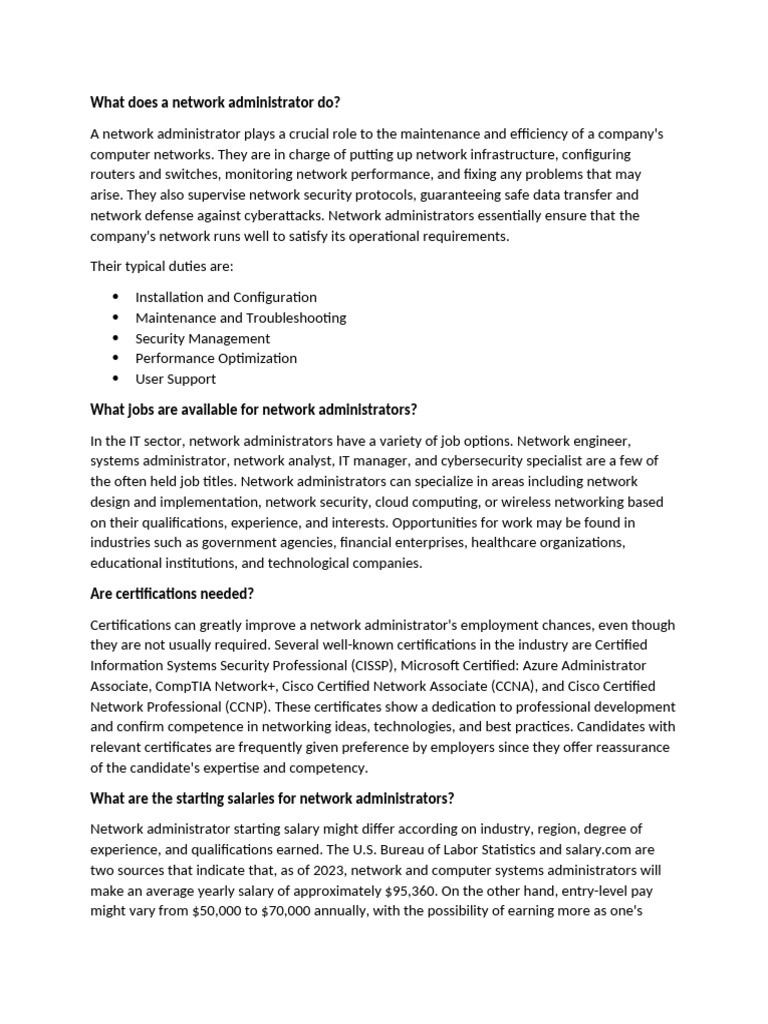 Network Administrator Research Assignment | PDF | Computer Network | Computers