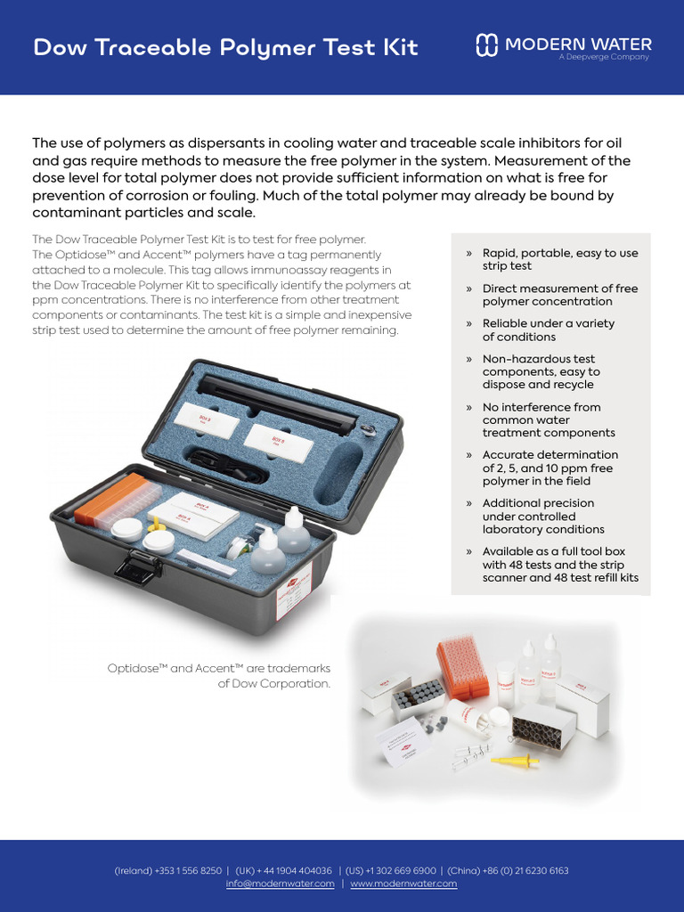 MW Dow Traceable Polymer Test Kit Factsheet WEB 1 | PDF